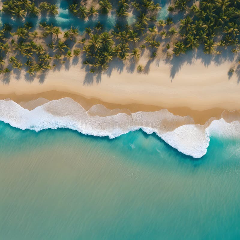 Image of the Sandy Beach and Beautiful Waves from Top Down View. Stock ...