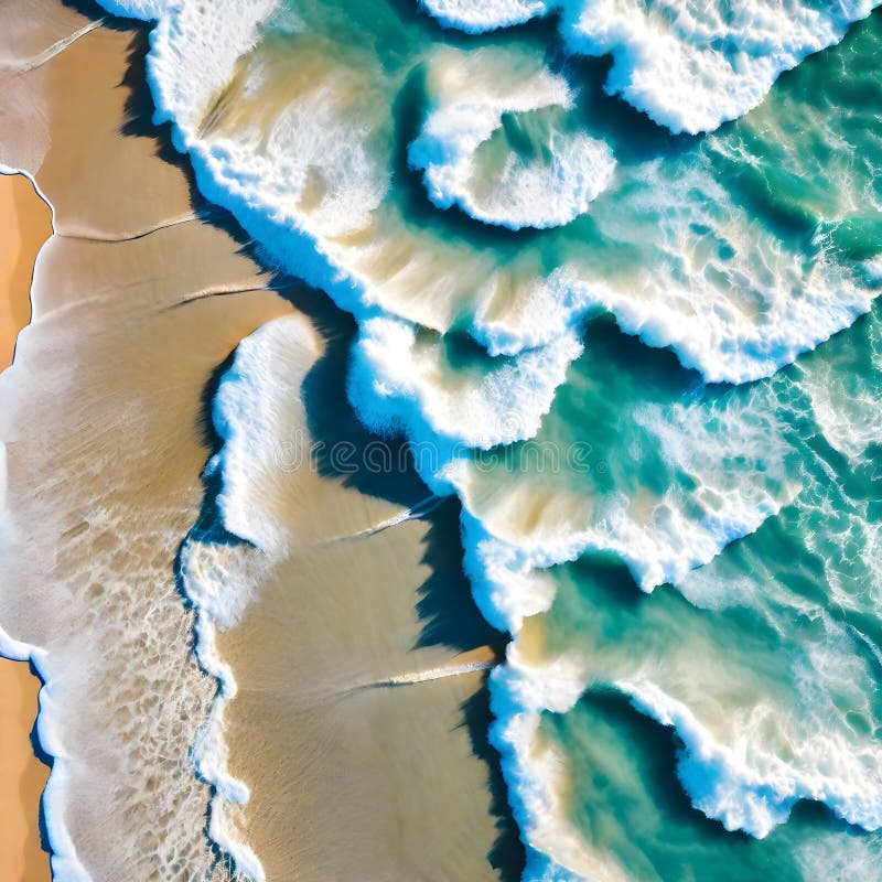 Image of the Sandy Beach and Beautiful Waves from Top Down View. Stock ...