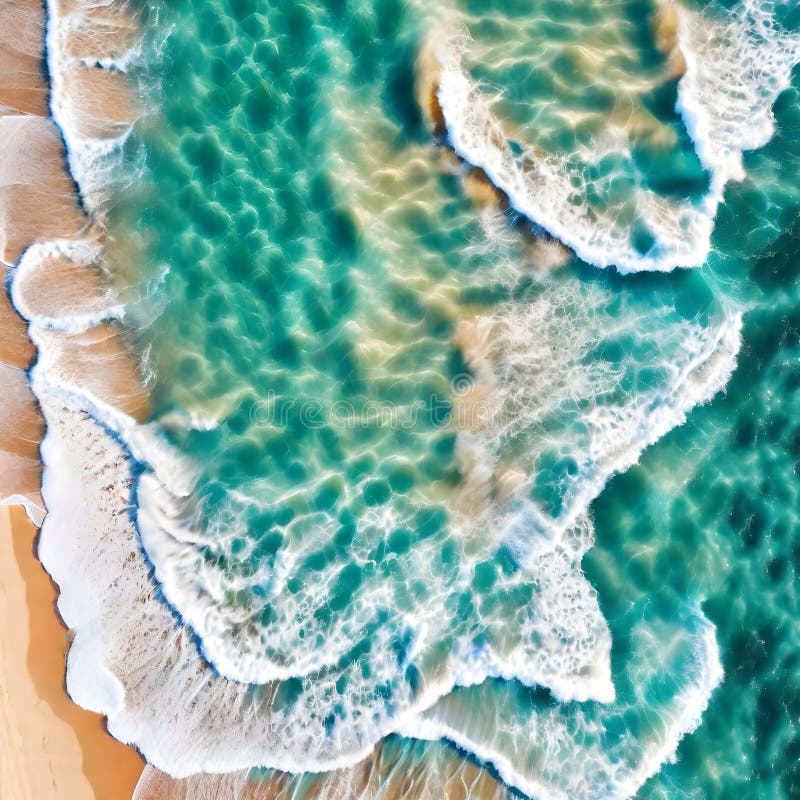 Image of the Sandy Beach and Beautiful Waves from Top Down View. Stock ...