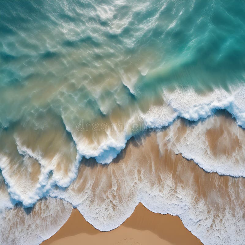 Image of the Sandy Beach and Beautiful Waves from Top Down View. Stock Illustration ...