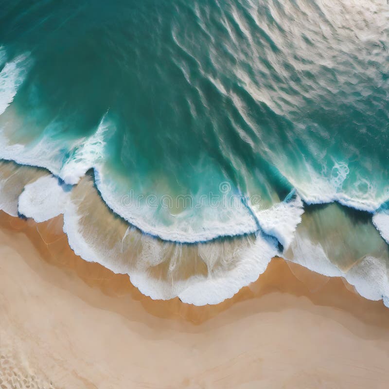 Image of the Sandy Beach and Beautiful Waves from Top Down View. Stock ...