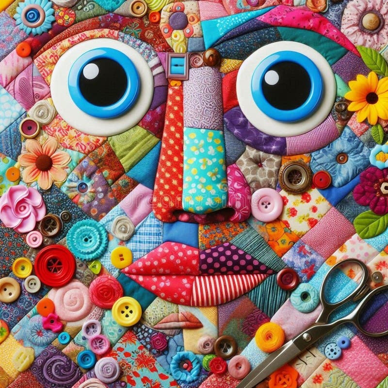 A Sew Up Variety of Fabrics Colorful Pattern Clothes Pieces To Form a ...