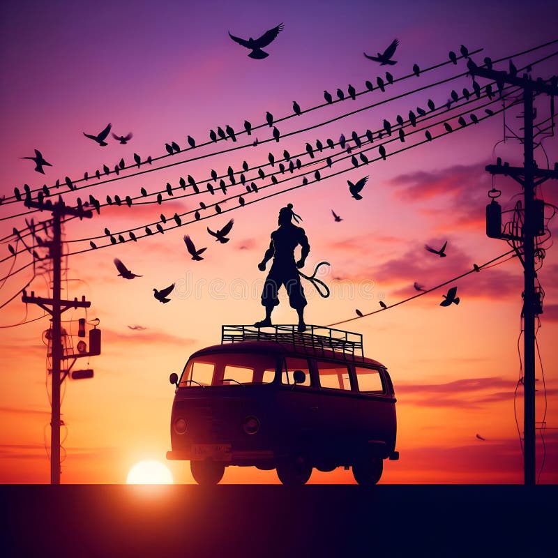 Image Silhouette of a Figure on Top with Background Late Sunset and ...