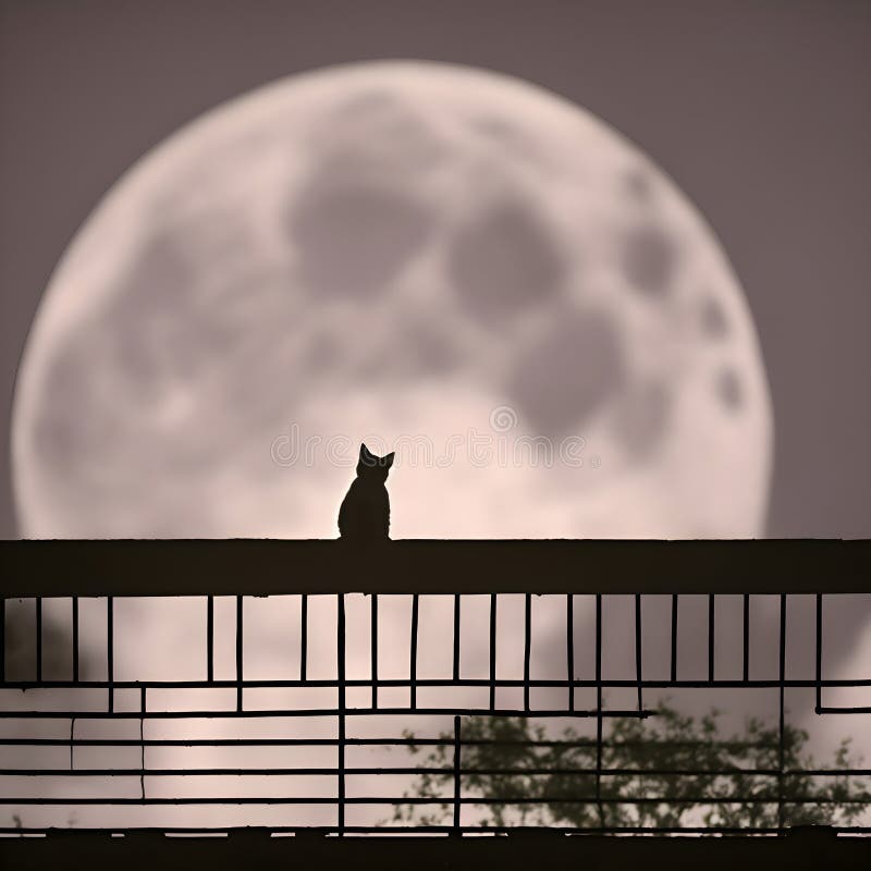 Image of the Silhouetted Cat Resting Under the Dark Illuminated by ...