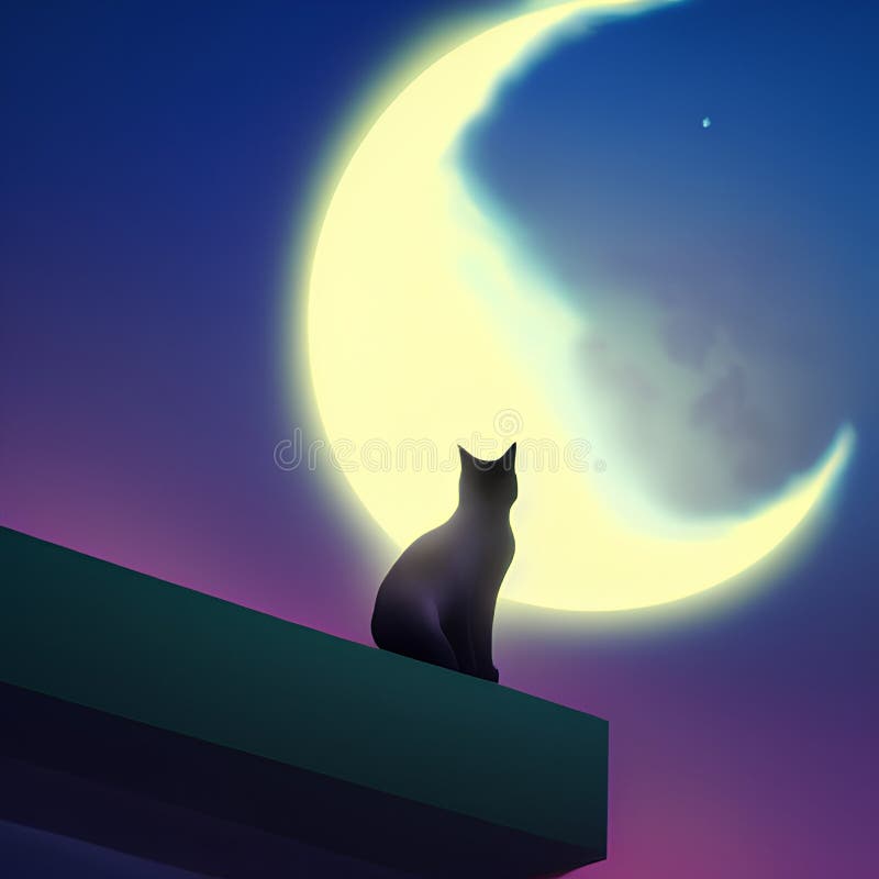 Image of the Silhouetted Cat Resting Under the Dark Illuminated by ...