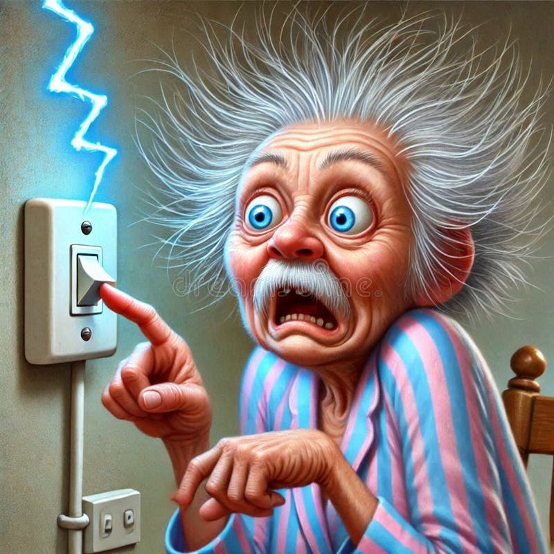 A Silly Quirky Person Electrocuted while Touching a Switch and the Hair ...