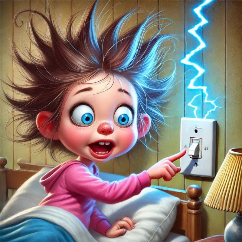 A Silly Quirky Person Electrocuted while Touching a Switch and the Hair ...