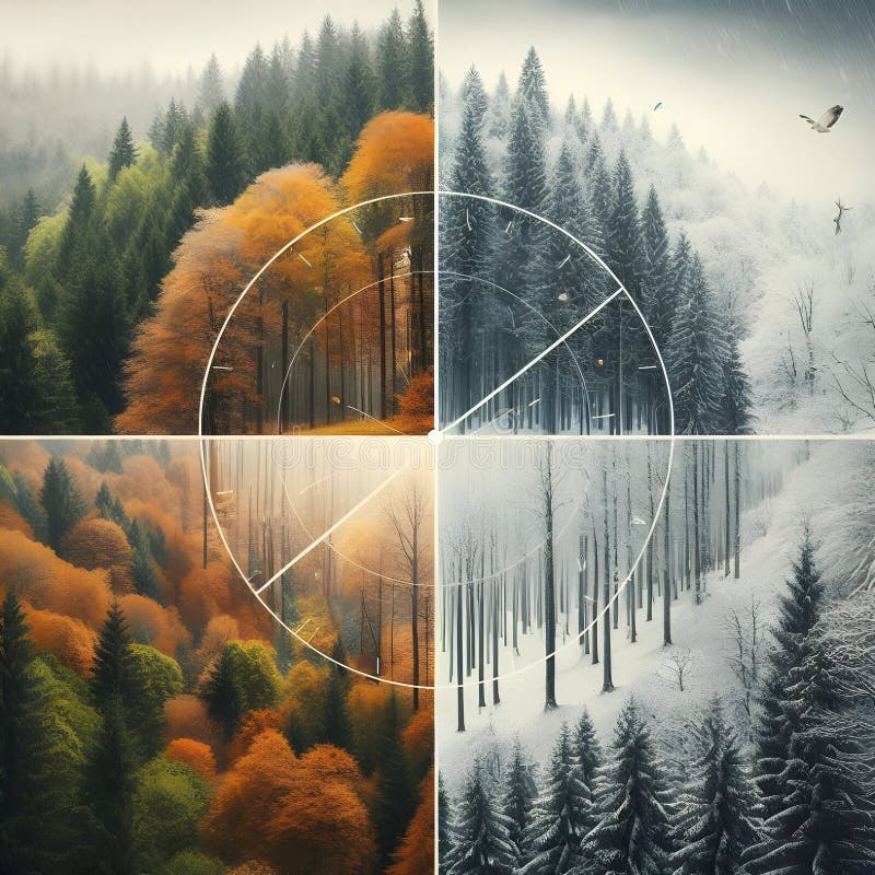 Image of a Single Photo with Four Frames Depicting Winter, Spring ...