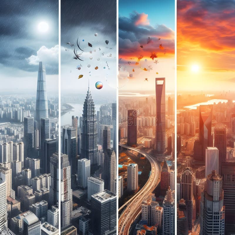 Image of a Single Photo with Four Frames Depicting Winter, Spring ...