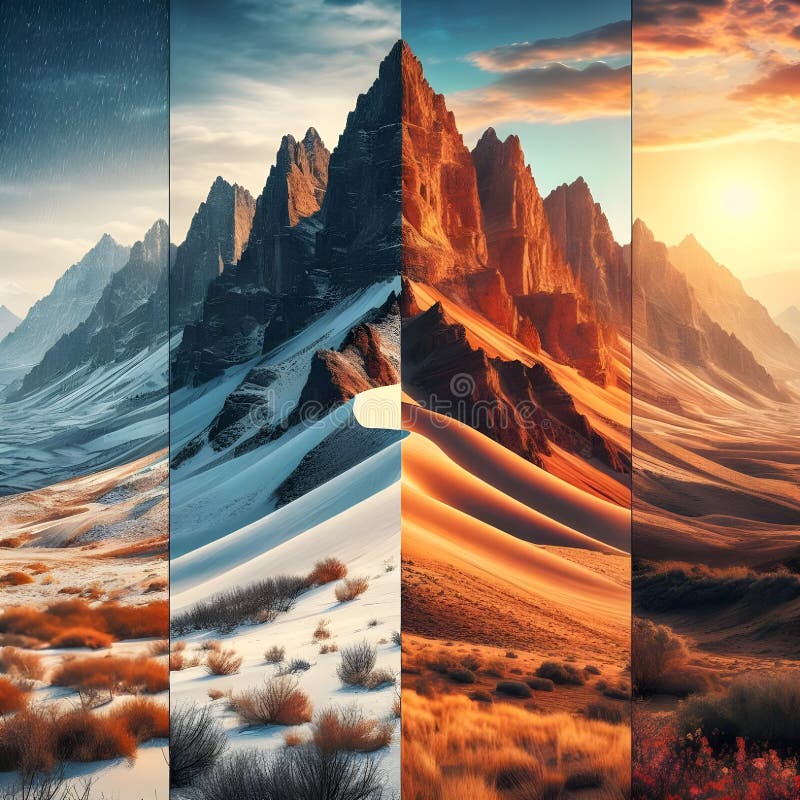 Image of a Single Photo with Four Frames Depicting Winter, Spring ...