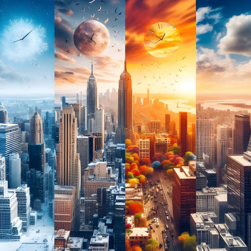 Image of a Single Photo with Four Frames Depicting Winter, Spring ...