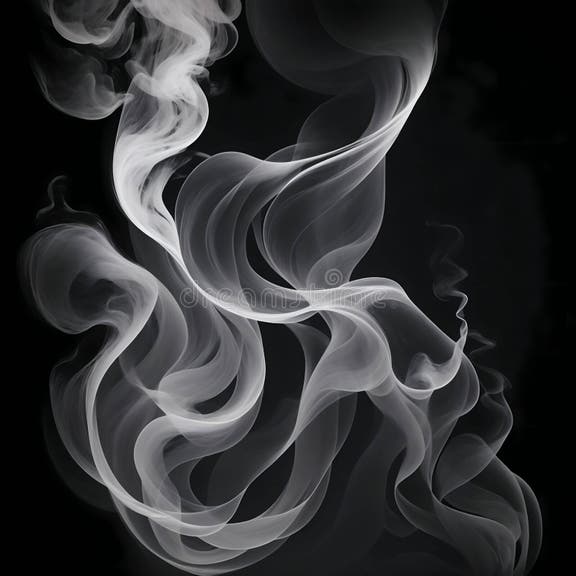 A Singular Intricately Flowing Different Colored Smoke Stream Against ...