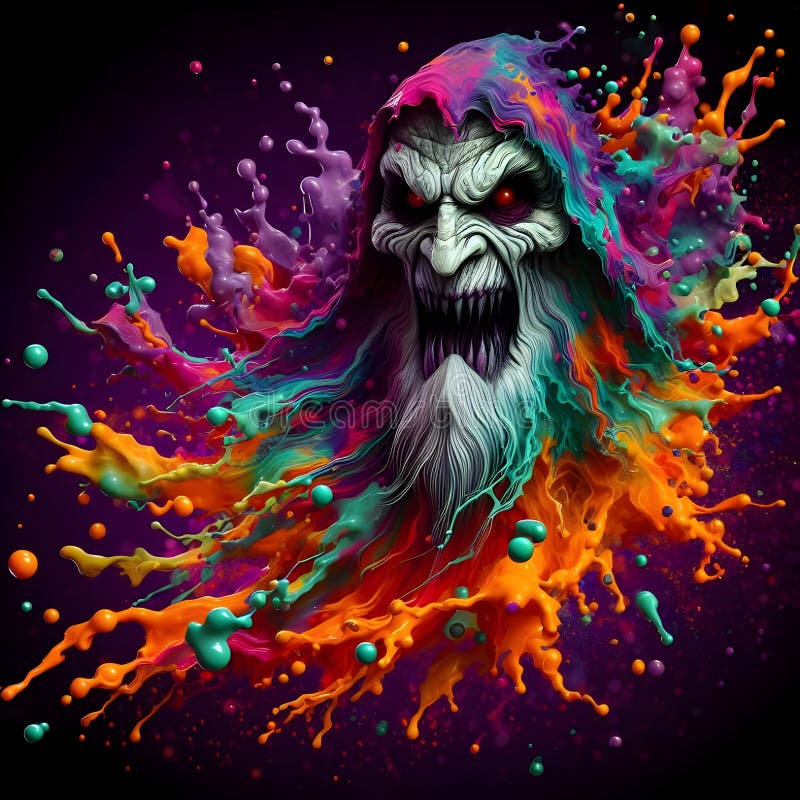 Image of Sinister Spirit Rising Up from Liquid Splash Art. Stock ...