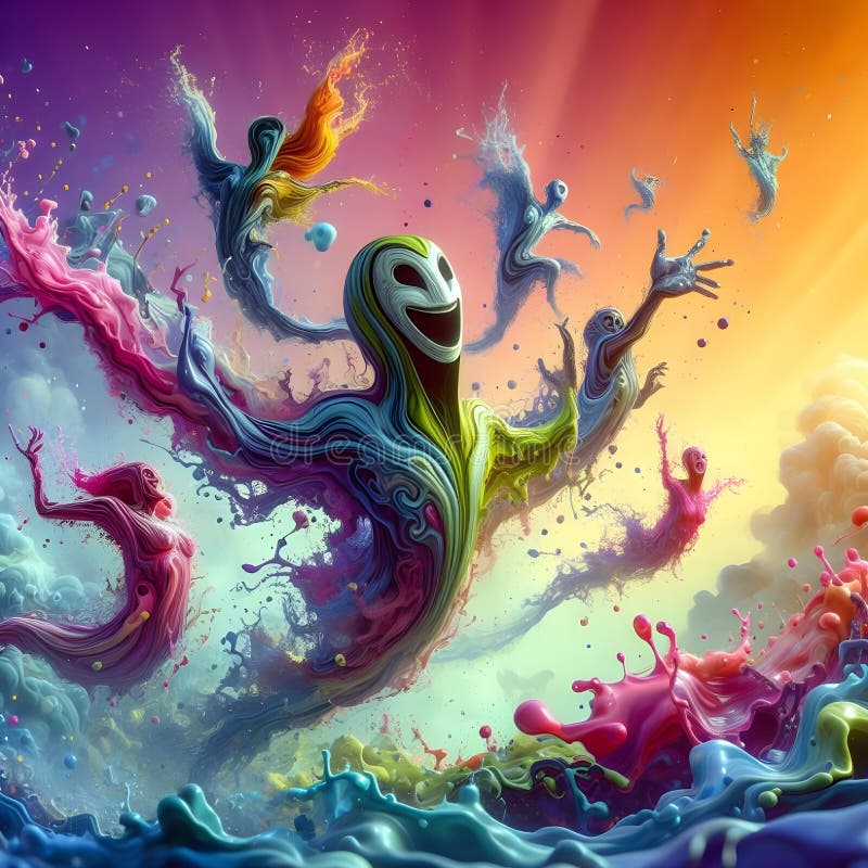 Image of Sinister Spirit Rising Up from Liquid Splash Art. Stock ...