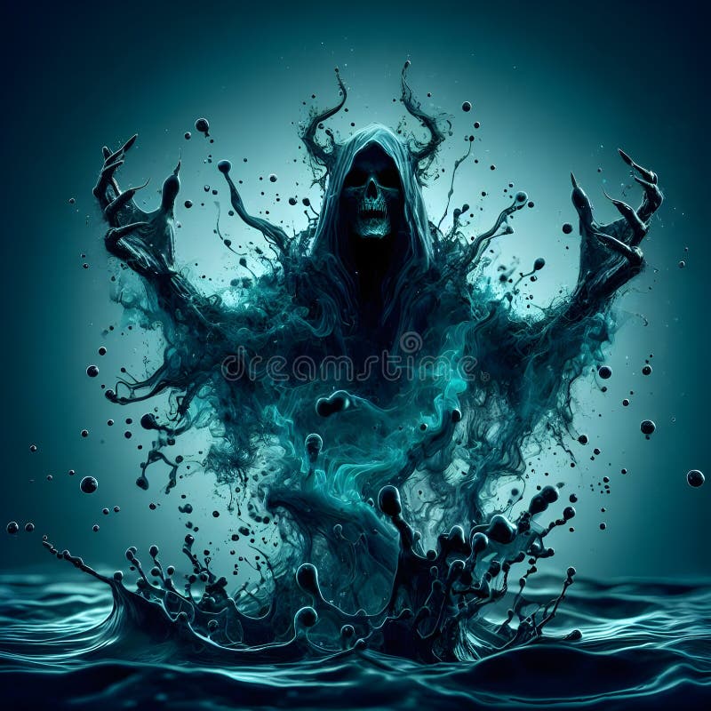 Image of Sinister Spirit Rising Up from Liquid Splash Art. Stock ...