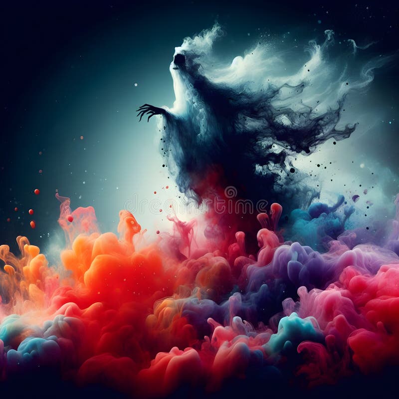 Image of Sinister Spirit Rising Up from Liquid Splash Art. Stock ...