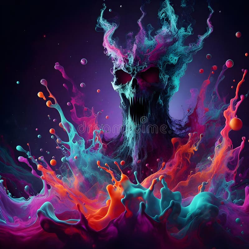 Image of Sinister Spirit Rising Up from Liquid Splash Art. Stock ...