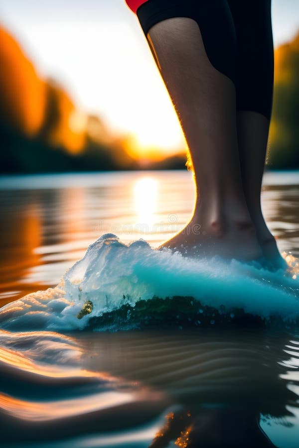 Image of Someone Bare Feet Soaking and Walking in a Flowing River ...