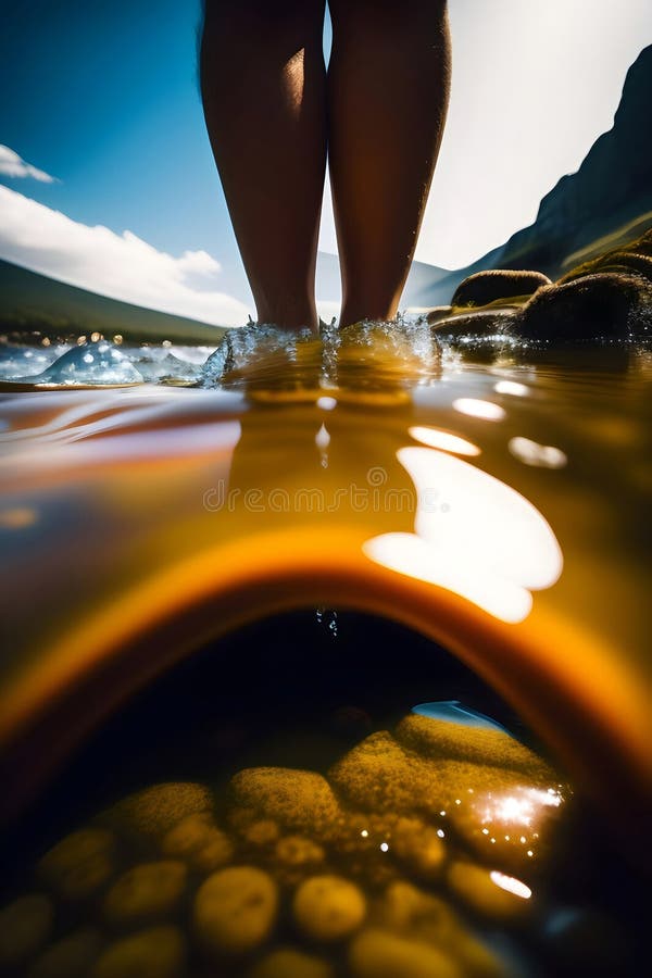 Image of Someone Bare Feet Soaking and Walking in a Flowing River ...