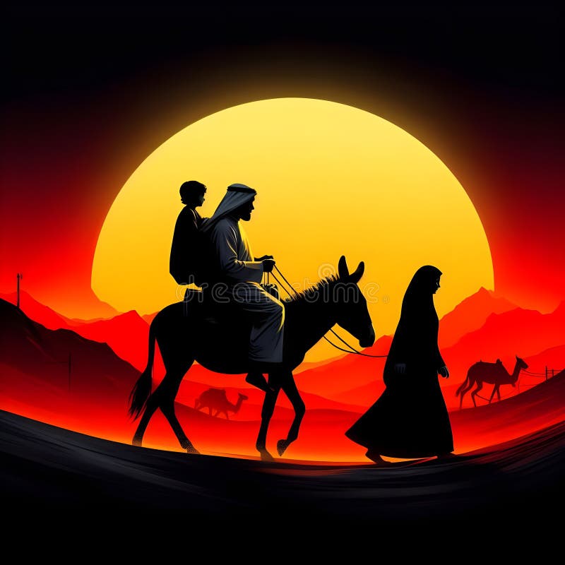 Image of a Someone Riding Off into the Distance, Yellow Moon,sunset ...