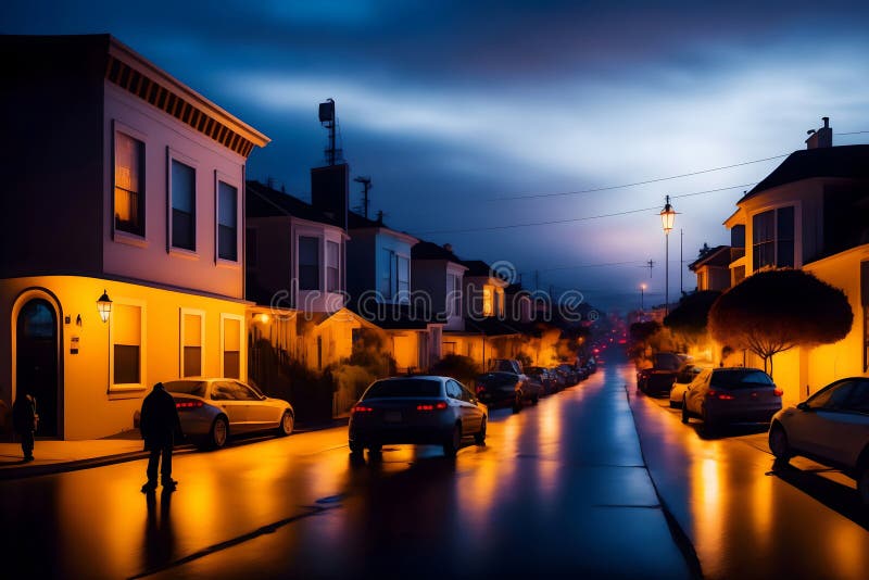 The Stick Figures on the Most Major Big City Street at Night in the ...