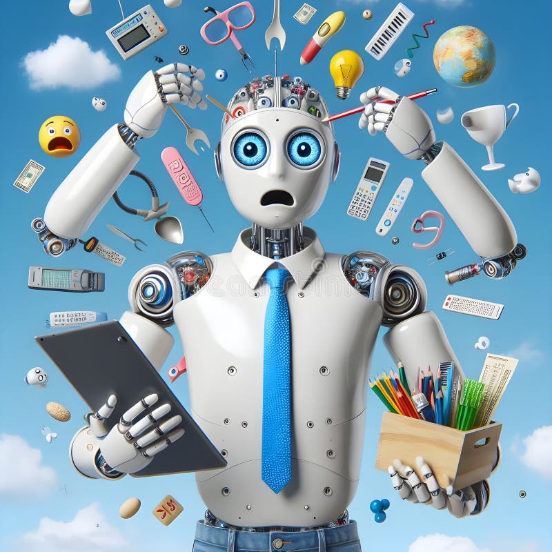 Image of a Surrealistic Gobsmacked AI Robots in Different Facial ...