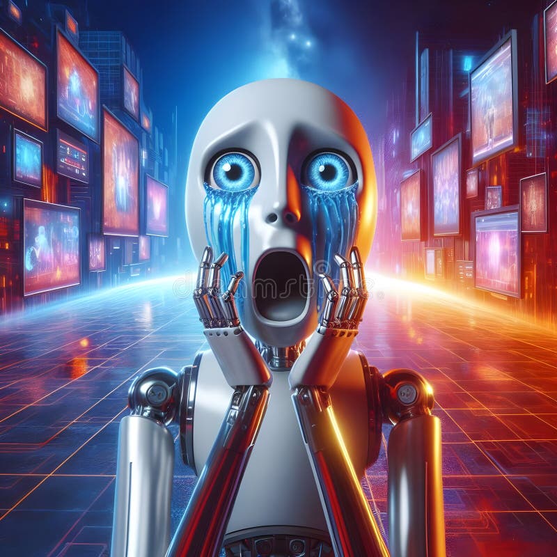 Image of a Surrealistic Gobsmacked AI Robots in Different Facial ...