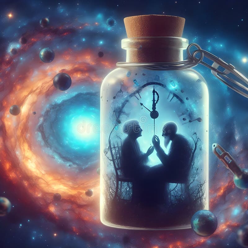 Image of the Time is Represented in a Bottle, Surrounded by Colorful ...