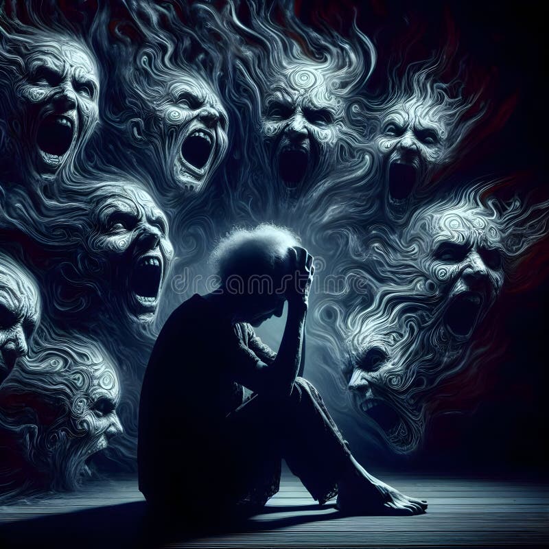 A Tormented Person Sits on the Floor with Their Hands Gripping Their ...