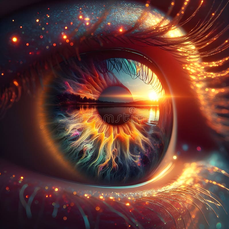 Image of a Translucent Eye with a Kaleidoscope of Bold, Vibrant Colors ...