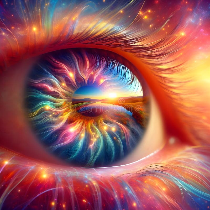 Image of a Translucent Eye with a Kaleidoscope of Bold, Vibrant Colors ...