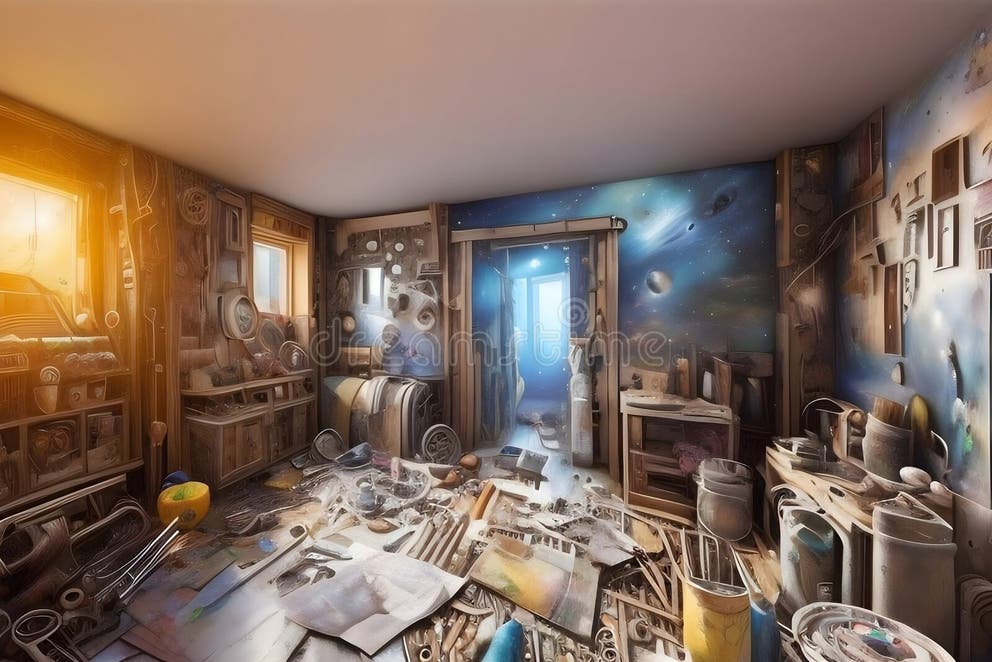 Image of Various Messiest Workshop Fully Filled with All Kind of ...