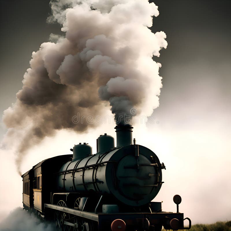 Image of the Vintage Train Chugging Along the Tracks Releasing Its ...