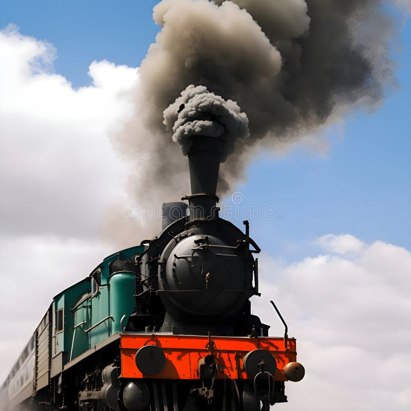 Image of the Vintage Train Chugging Along the Tracks Releasing Its ...