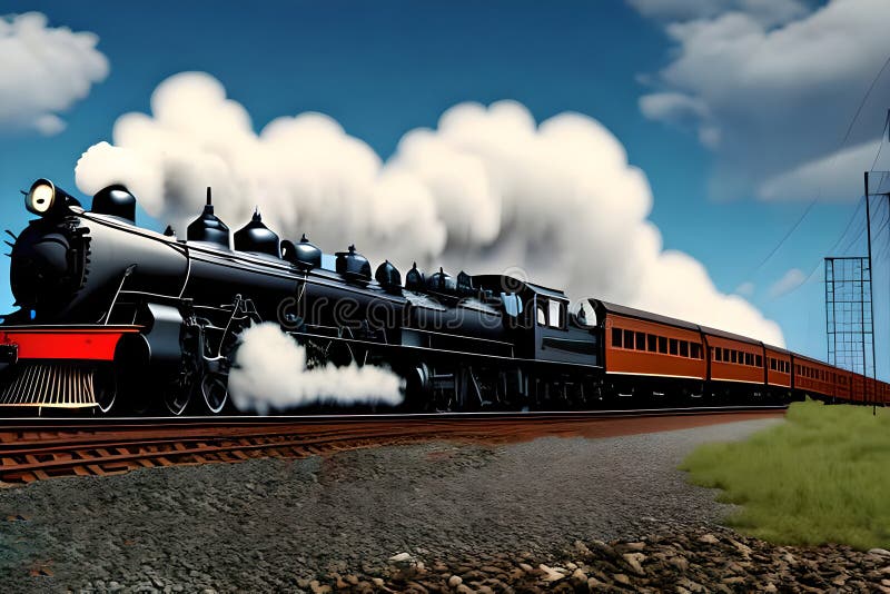 Image of the Vintage Train Chugging Along the Tracks Releasing Its ...