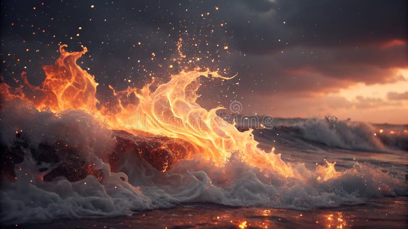 Artificial Intelligence Generated Image. Water and Fiery Flame ...