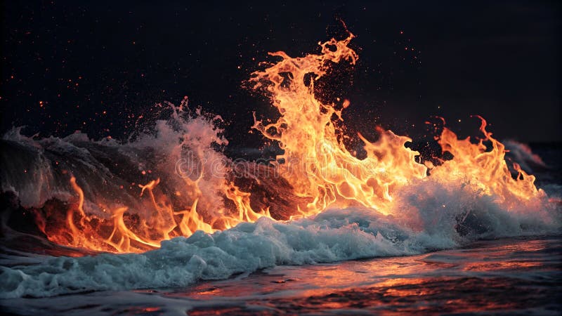 Artificial Intelligence Generated Image. Water and Fiery Flame ...