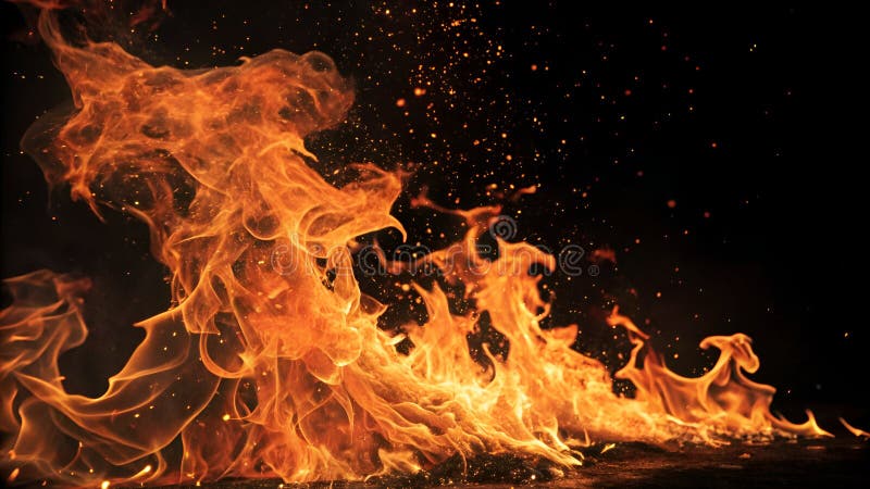 Artificial Intelligence Generated Image. Water and Fiery Flame ...