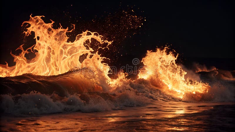 Artificial Intelligence Generated Image. Water and Fiery Flame ...