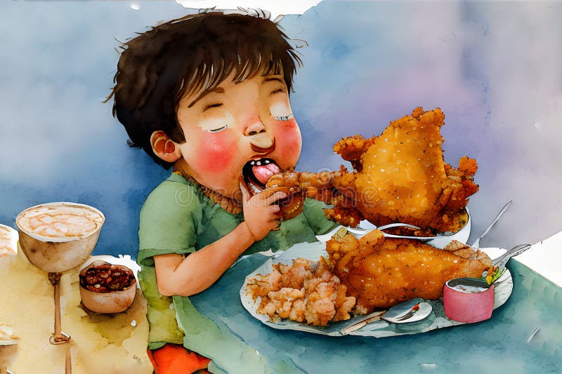 Image of a Whimsical Art Brut Style of Cartoon Characters Devouring on ...