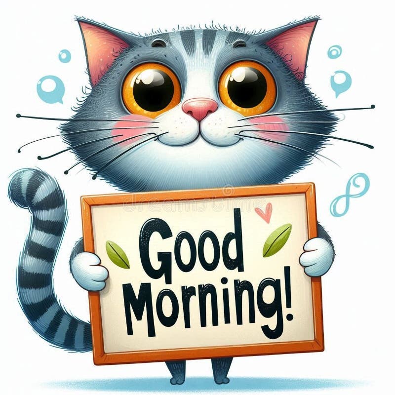 A Whimsical Caricature Animals Holding a Placard with Large Text "Good ...