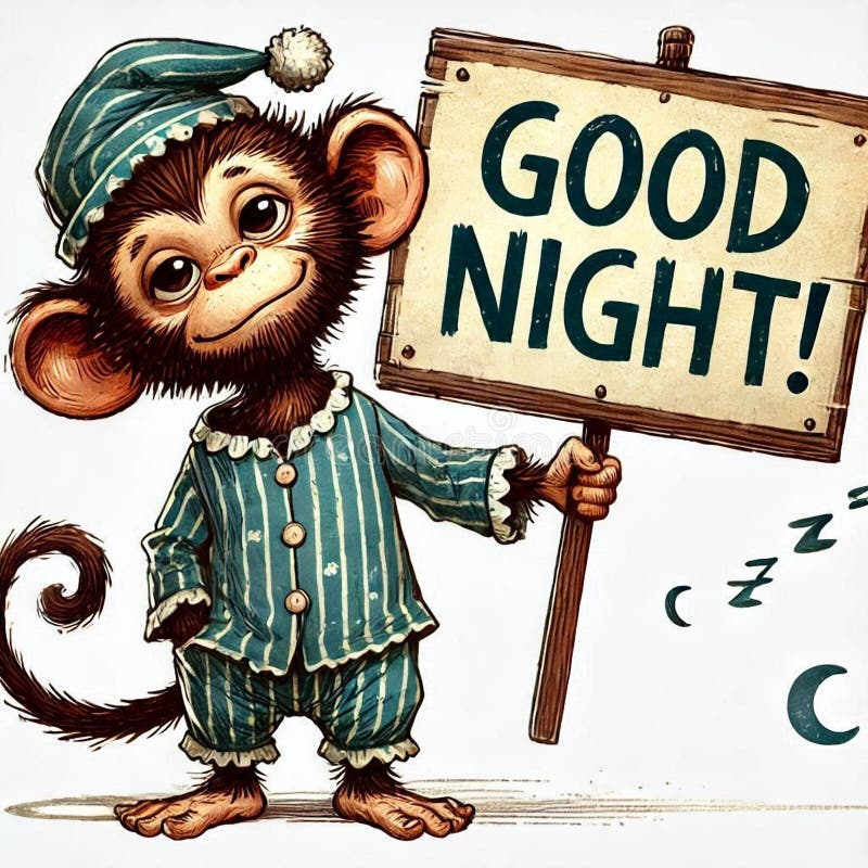 Whimsical Caricature Animals Holding a Placard with Large Text "Good ...