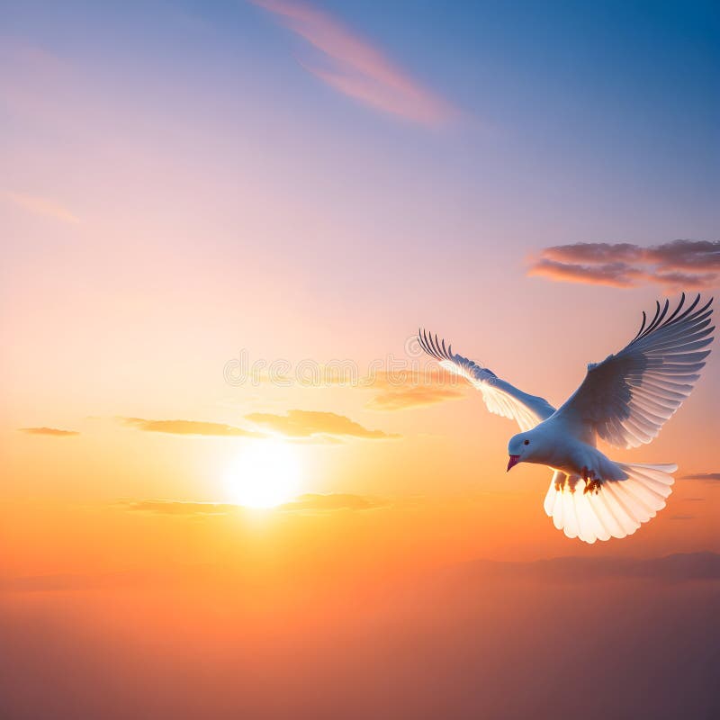Image of a White Dove Flying on Sky at Different Weather Sky for ...
