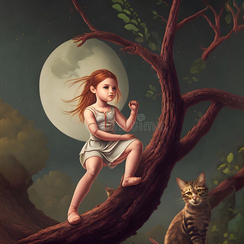 Girl Under Moonlight Stock Illustrations – 214 Girl Under Moonlight ...
