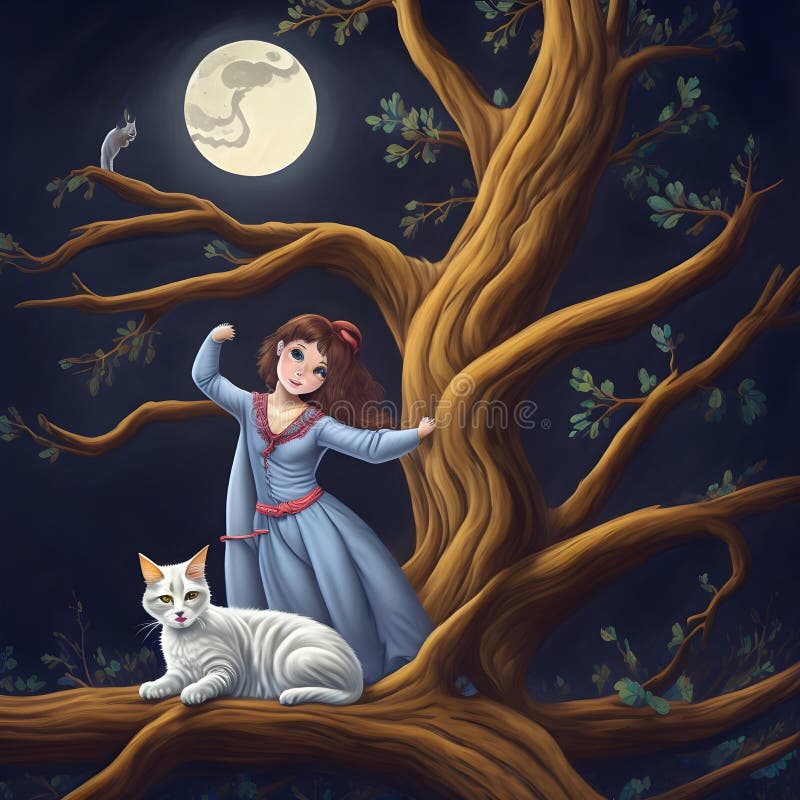 Girl Under Moonlight Stock Illustrations – 214 Girl Under Moonlight ...