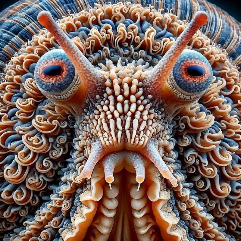 Imaginary 20X Microscopic Image of an Funny Snail Face. Stock ...