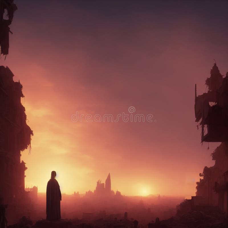 Imaginary Scene of the Savior of the World Stands in the Midst of the ...