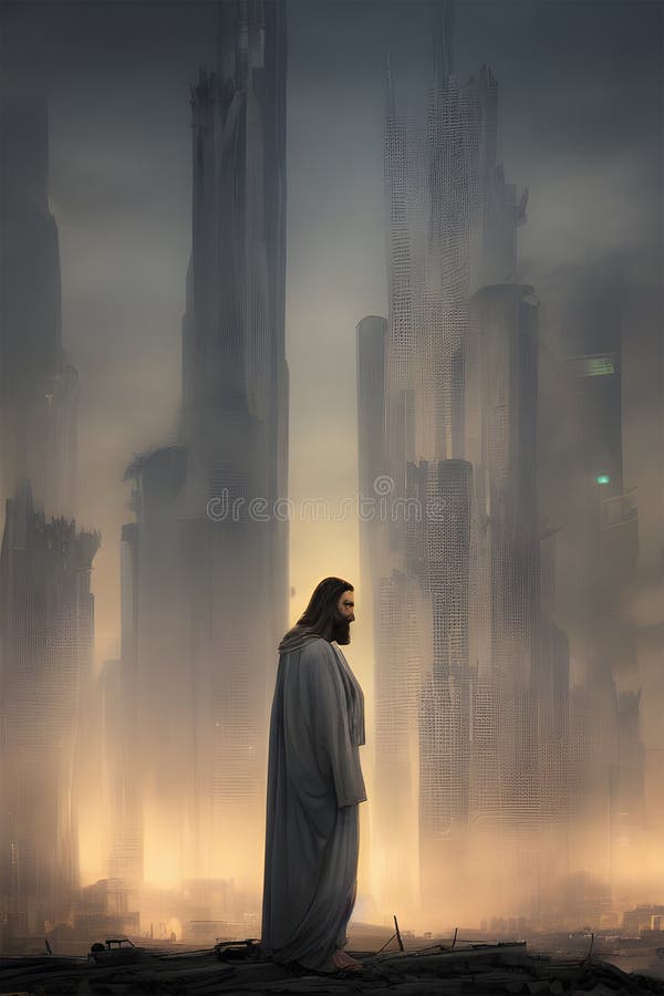 Imaginary Scene of the Savior of the World Stands in the Midst of the ...