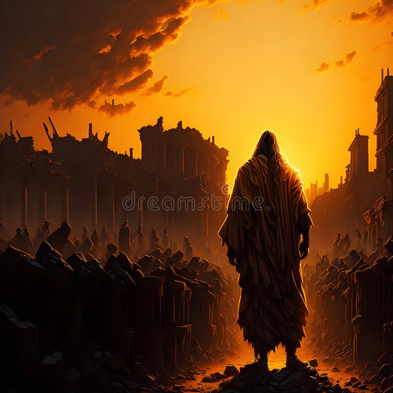 Imaginary Scene of the Savior of the World Stands in the Midst of the ...