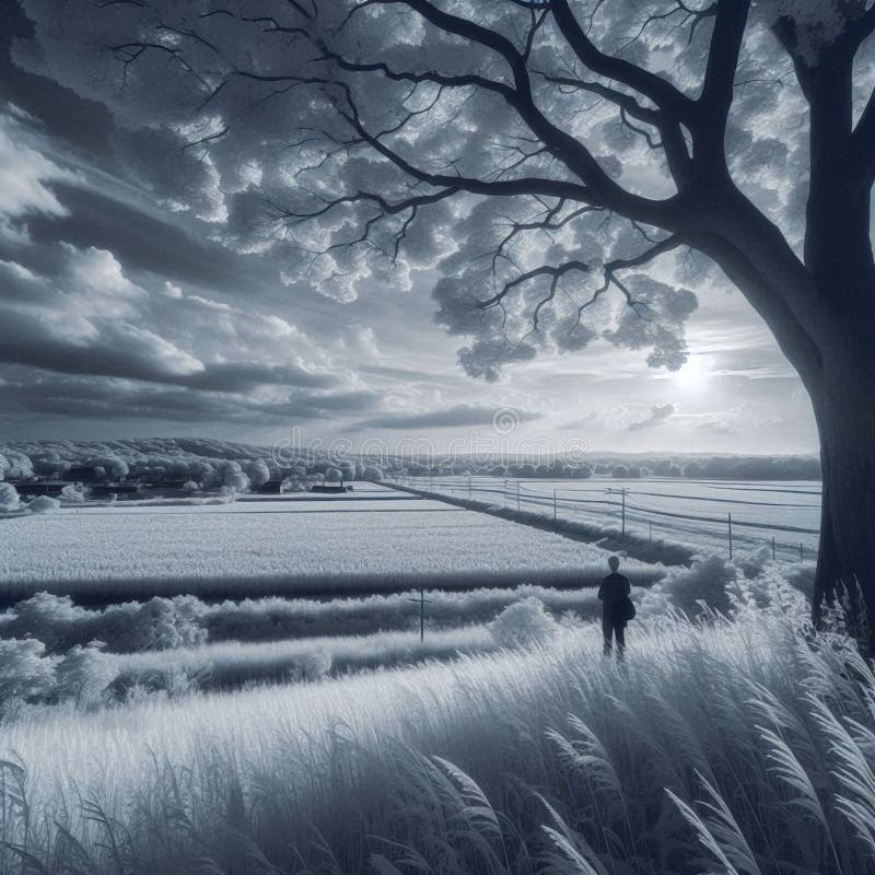 Infrared Image of a Peaceful Evening on a Quiet Rural Countryside ...